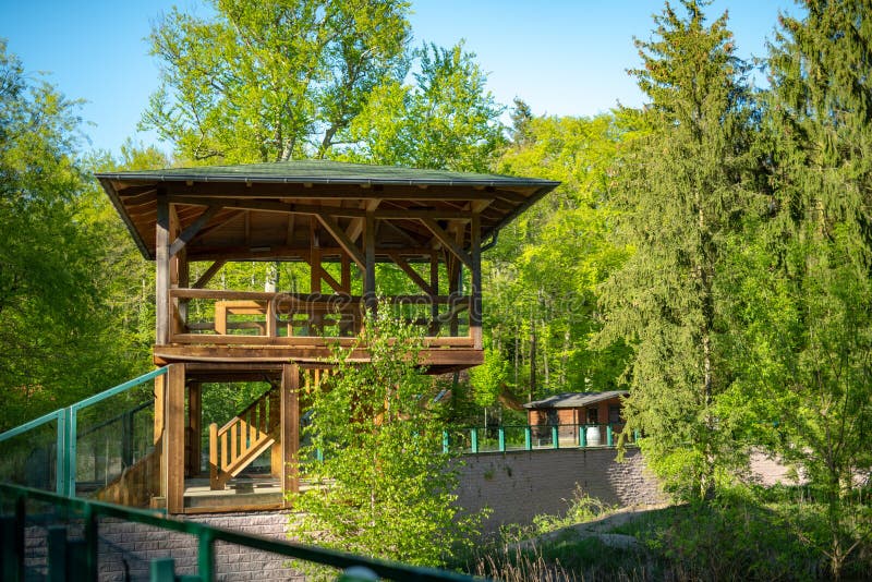 Observation Tower Copy Space Blue Sky Green Trees Stock Photos - Free ...