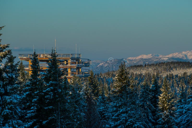Observation Tower on Rogla, Slovenia, Covered with Snow on a Clear Day ...