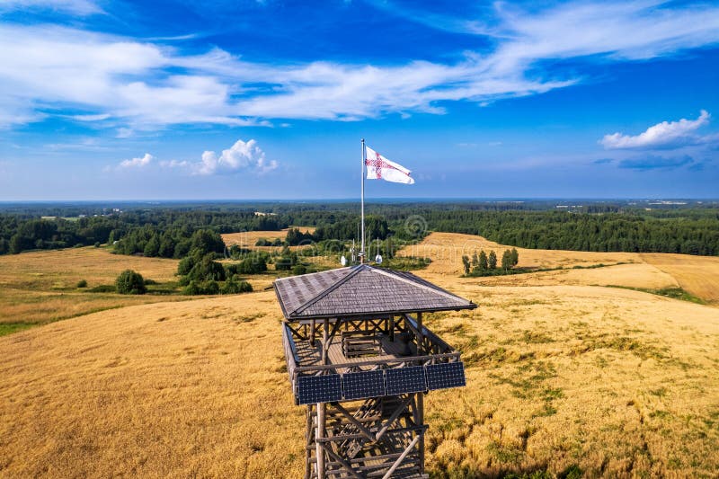 Solar Panels Installed on a Lookout Tower in a Rural Area Stock Photo ...