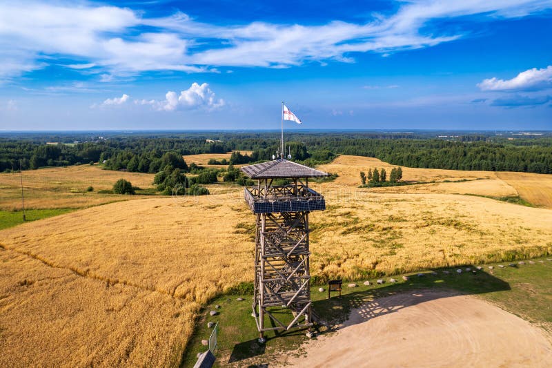 Solar Panels Installed on a Lookout Tower in a Rural Area Stock Image ...