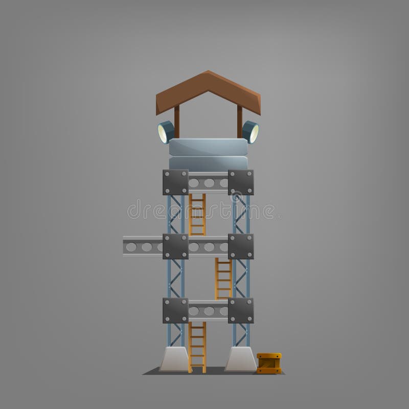 Observation Tower on the Beach, Hand Drawing Stock Vector ...