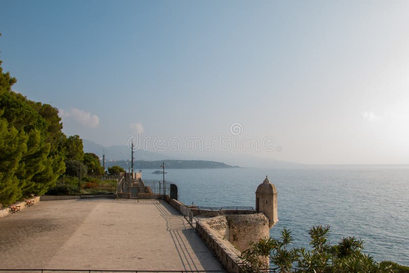Observation Turret of Monaco Which Overhangs the Mediterranean Sea ...