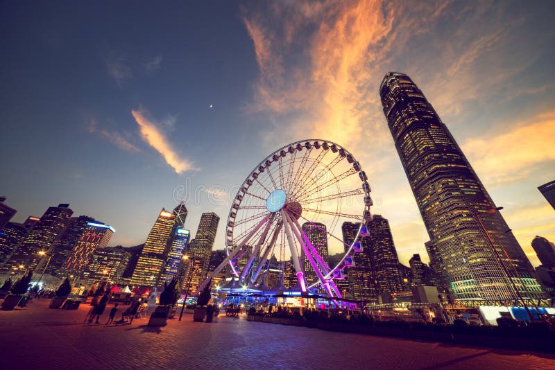 Observation Wheel, Hong Kong Stock Photo - Image of china, finance ...
