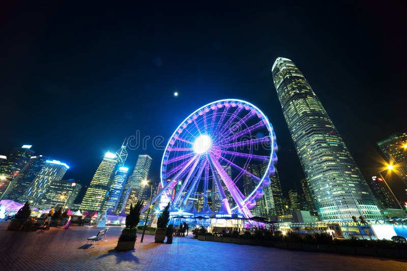 Observation Wheel, Hong Kong Stock Image - Image of blue, center: 79483587