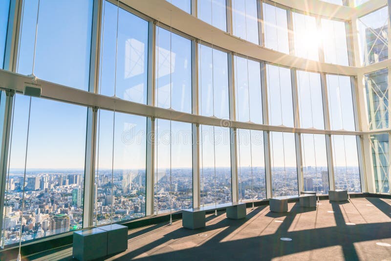 Observation Windows in Tokyo with Views of Skyscrapers Japan. Stock ...