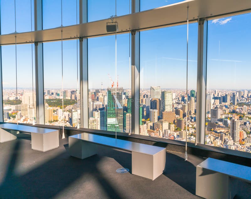 Observation Windows in Tokyo with Views of Skyscrapers Japan. Stock ...