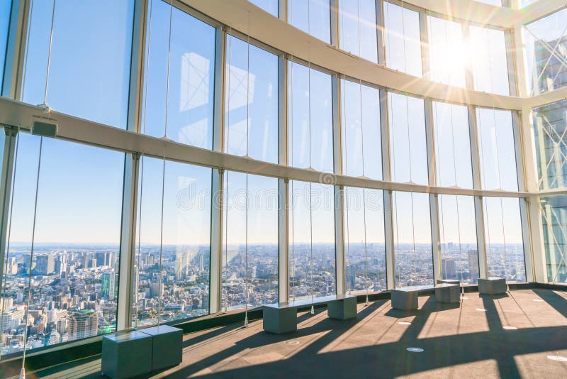 Observation Windows in Tokyo with Views of Skyscrapers Japan. Stock ...