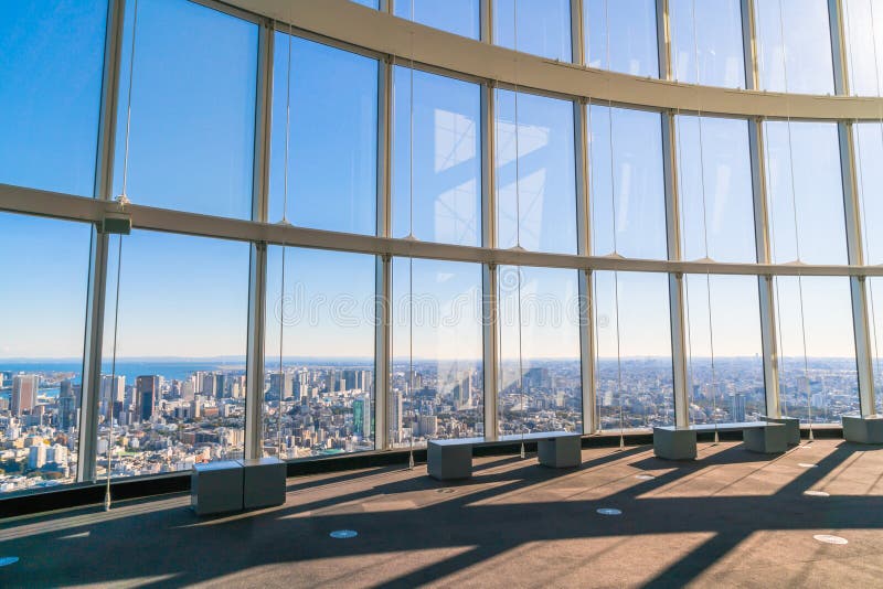 Observation Windows in Tokyo with Views of Skyscrapers Japan. Stock ...