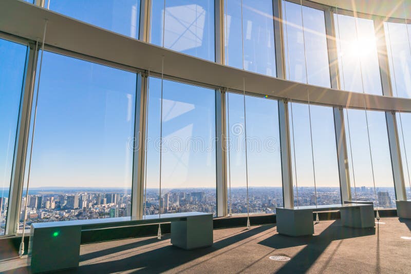 .Observation Windows in Tokyo with Views of Skyscrapers Japan Stock ...