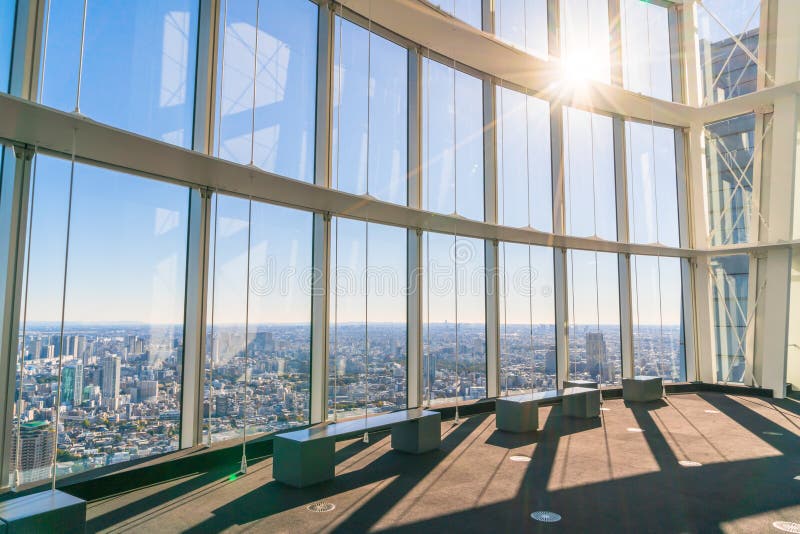 .Observation Windows in Tokyo with Views of Skyscrapers Japan Stock ...