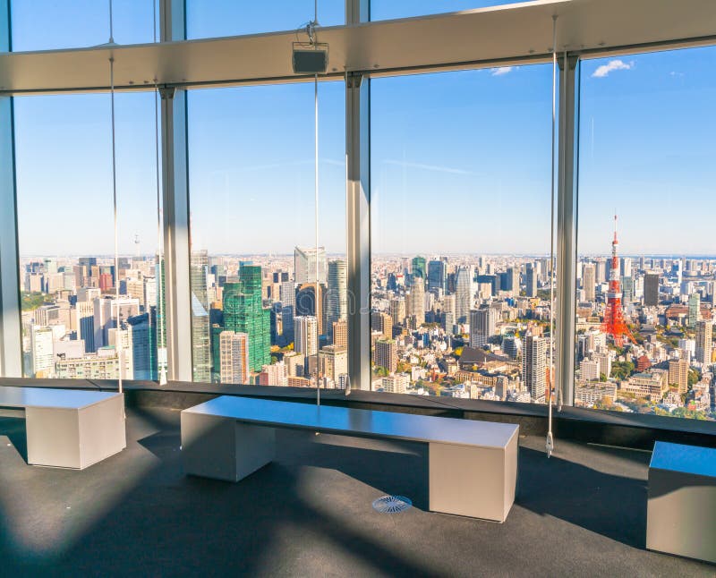 .Observation Windows in Tokyo with Views of Skyscrapers Japan Stock ...