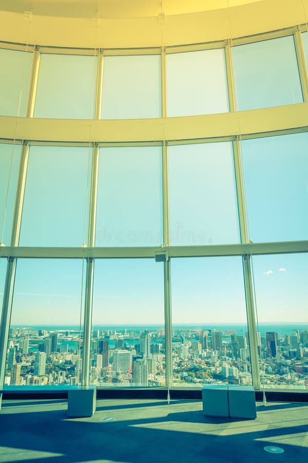 Observation Windows in Tokyo with Views of Skyscrapers Japan Stock ...