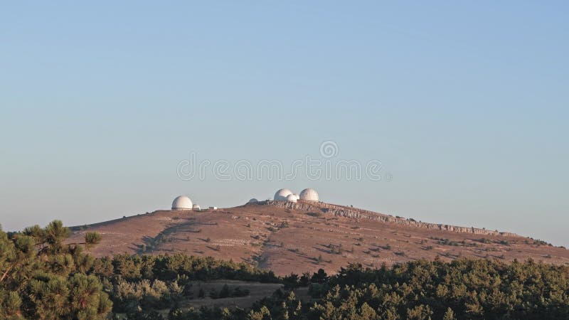 Observatories on Flat Terrain in the Rays of the Daytime Sun Stock ...
