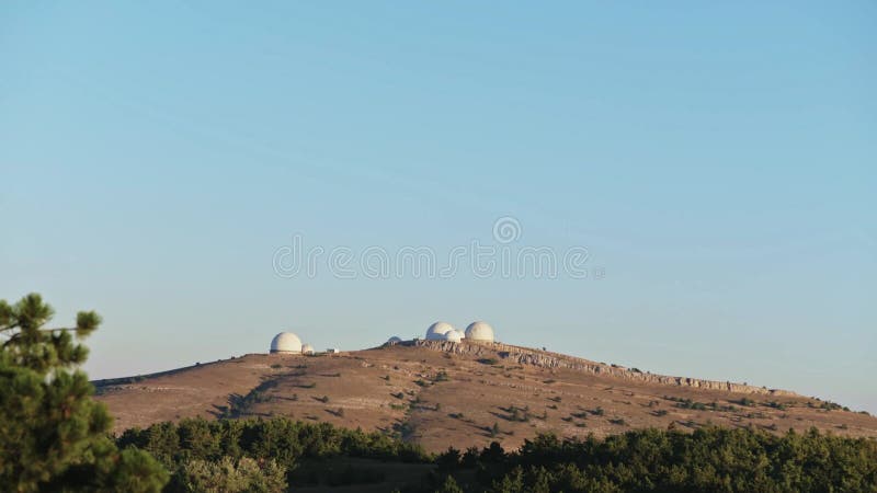 Observatories on Flat Terrain in the Rays of the Daytime Sun Stock ...