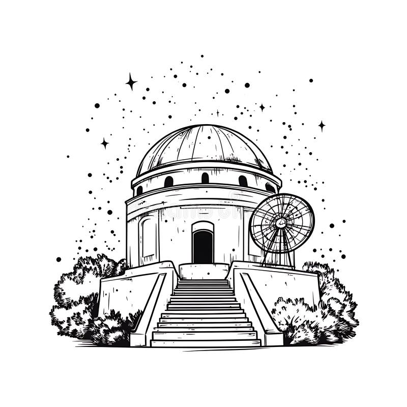 Observatory Illustration a Hand Drawn Sketch of an Astronomical ...