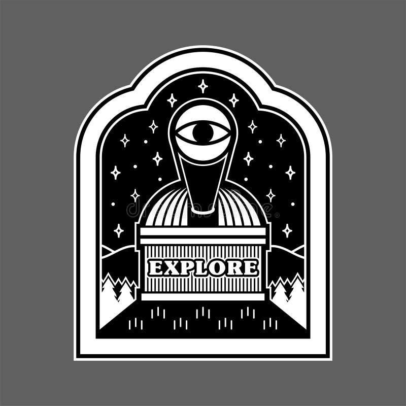 Observatory on Mountain Patch Sticker Stock Vector - Illustration of ...