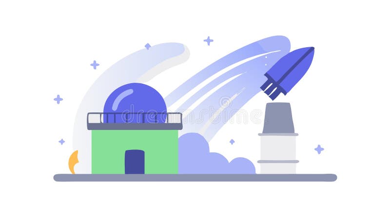 Observatory Rocket Launch: Space Mission Scientific Progress, Vector ...