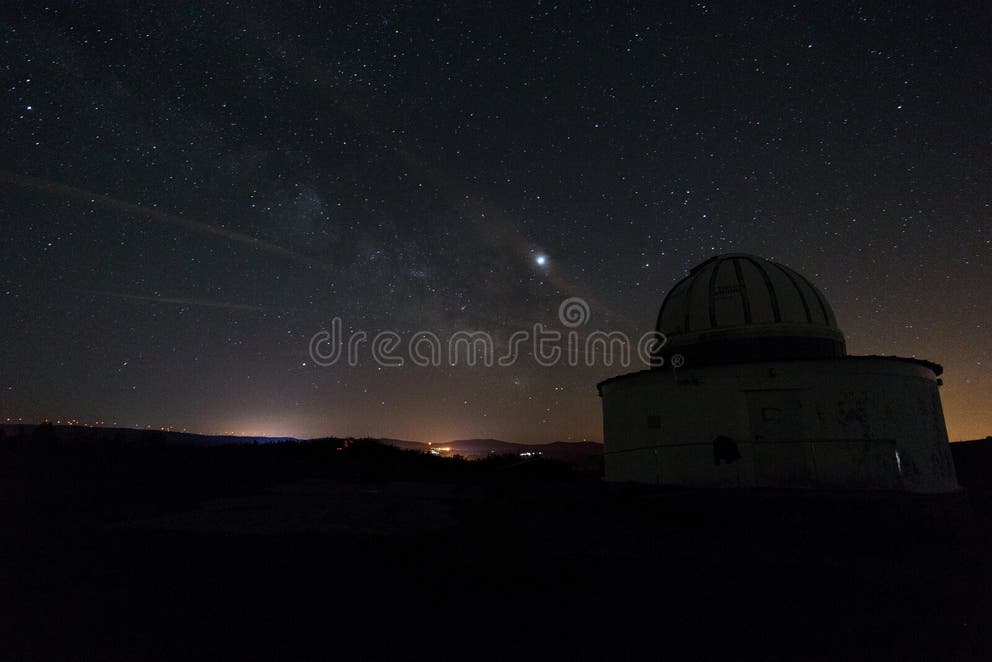 Observatory Shining Under the Sky with Gleaming Stars Stock Image ...
