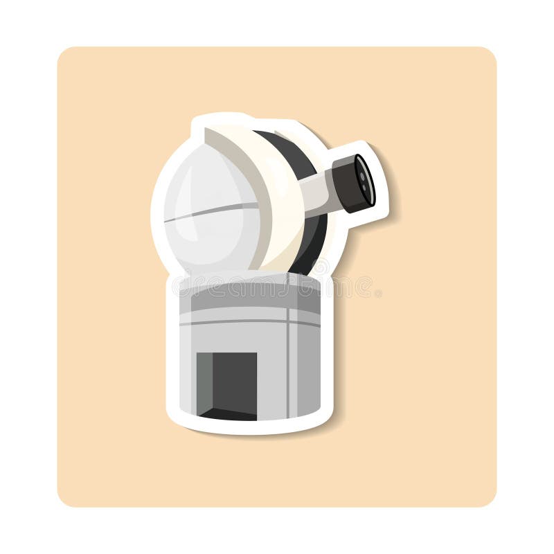 Observatory Sticker Illustration. Building, Stars, Telescope, Saturn ...