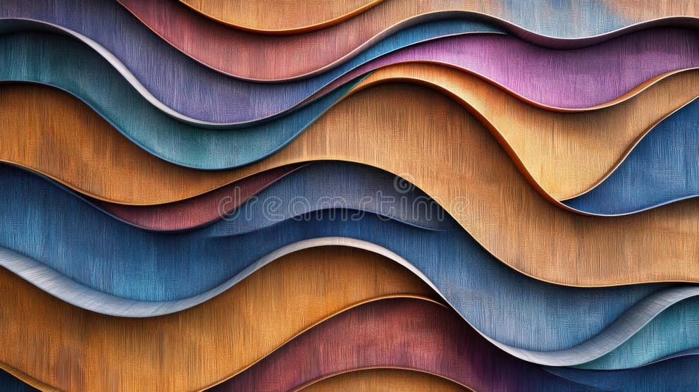 Observe Abstract Waves with Wood Texture and Multi Colors Concept Theme ...