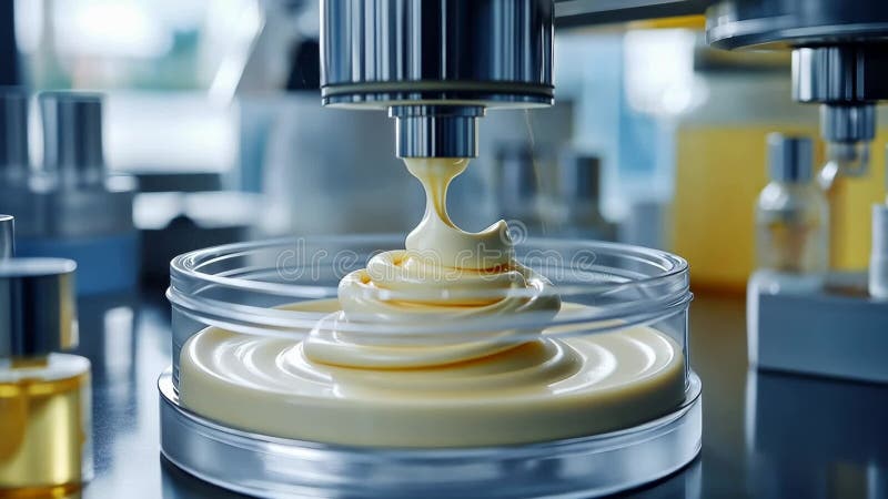 Automated Cream Packaging Line at a Factory Showcasing Efficient ...