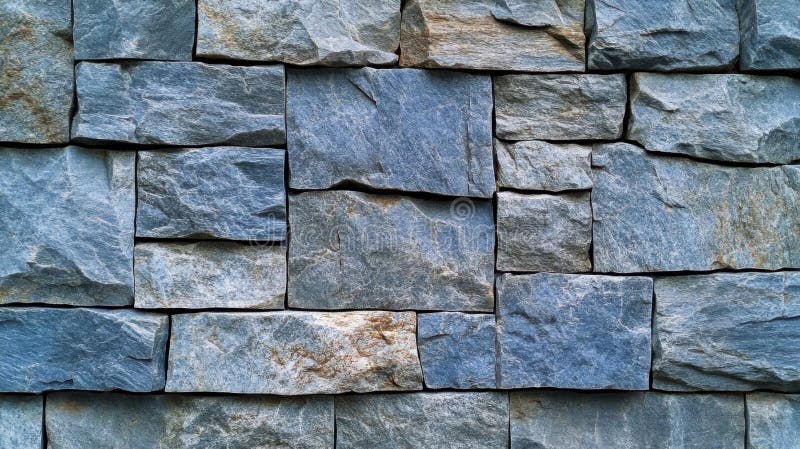 Observe Blue Stone Wall, Rough-Hewn Blocks Create Textured Surface ...