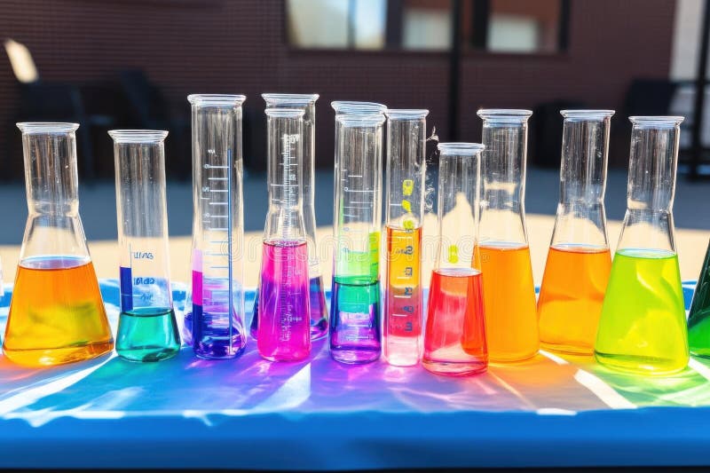 Observe Colorful Liquids in Glassware in Lab, Chemistry Study and ...