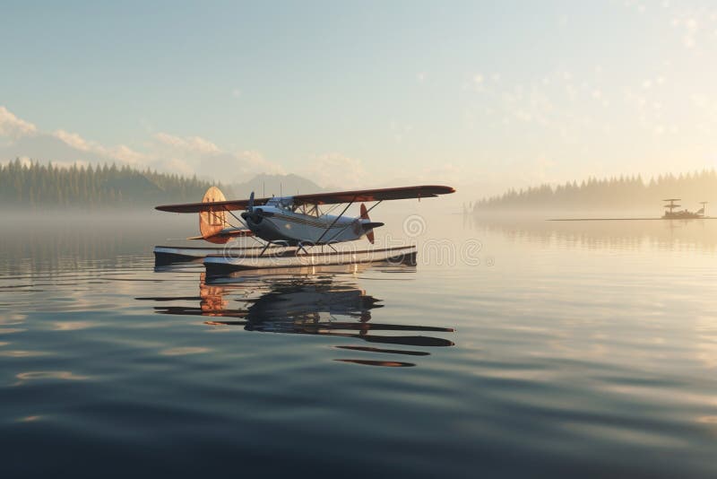 Observe a Fleet of Seaplanes Making Water Stock Illustration ...