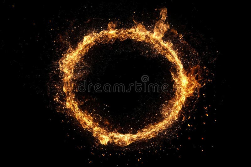 Observe Glowing Ring Frame, Sparks Around and Fire Concept Stock ...