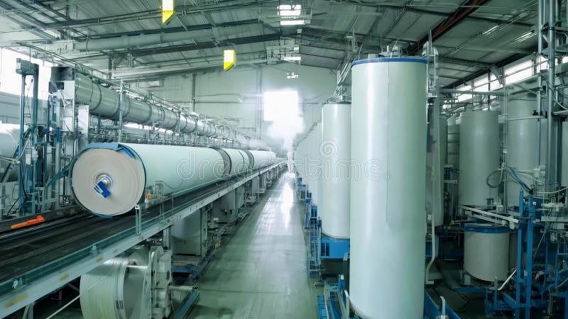 Massive Rolls of Paper Processed in a Large Paper Mill Facility with ...