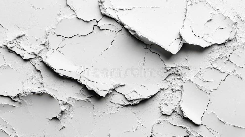 Observe White Wall Texture with Cracks and Rough Edges, with Abstract ...