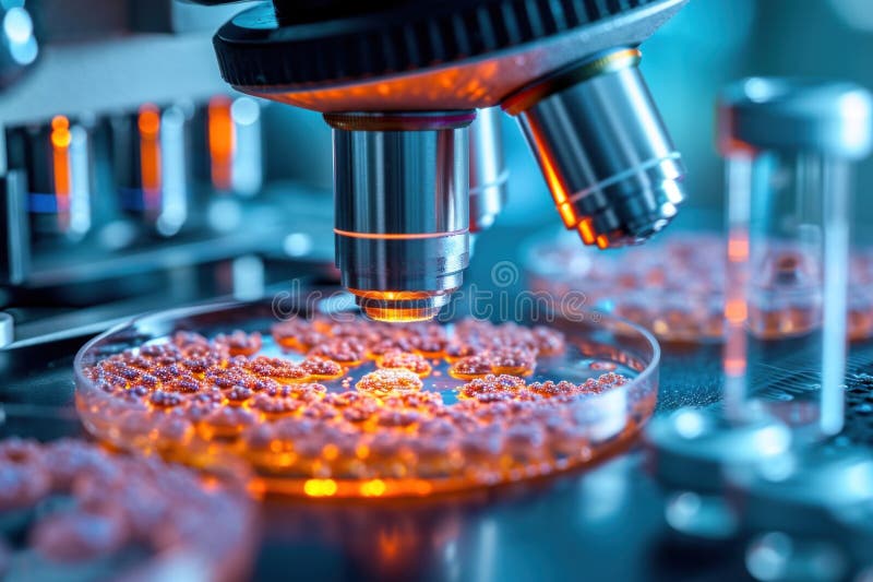 Observing Bacteria and Viruses through a Microscope Stock Photo - Image ...