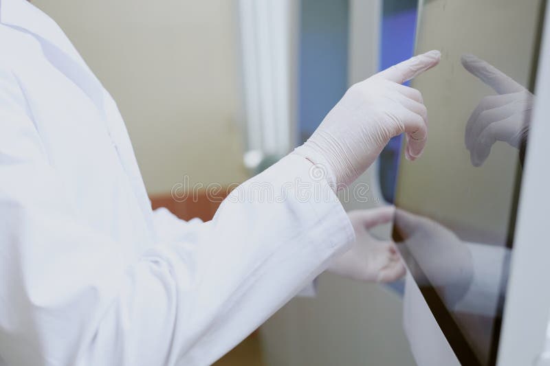 Observing Data on Medical Touchscreen Device Stock Image - Image of ...