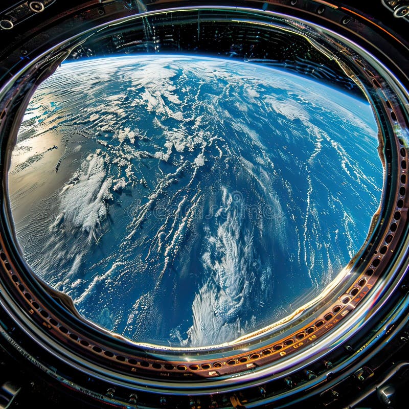 Observing the Earth from the Window of a Space Station Stock Image ...