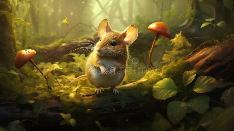 Mouse Rutting in Lush Forest Stock Illustration - Illustration of ...