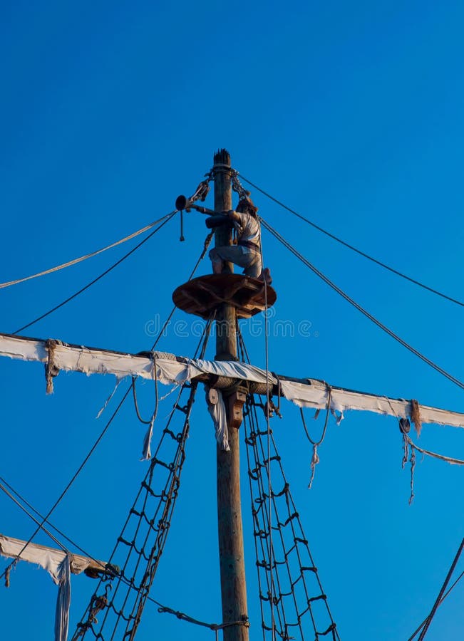 Observing Pirate Scout on the Lookout Stock Image - Image of jolly ...
