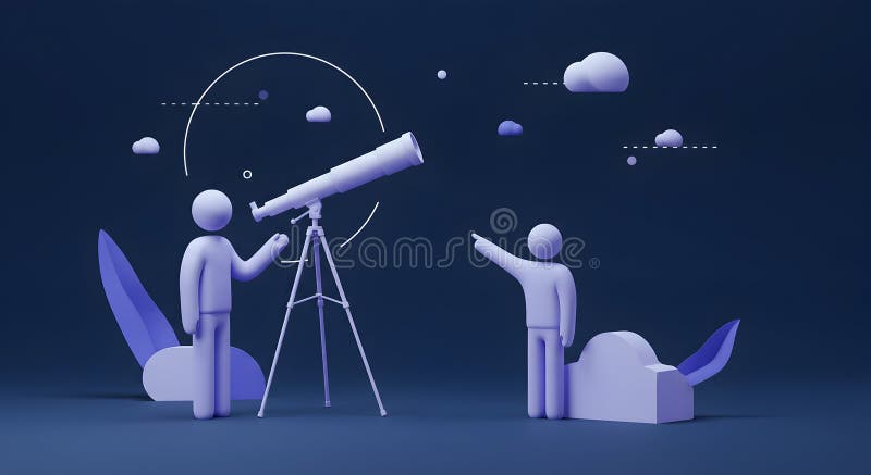 Observing Sky with Telescope Concept of Discovery and Exploration Stock ...