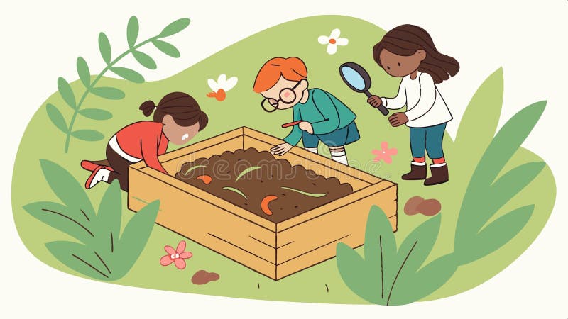 Observing Soil in Garden Bed. Nature Study and Science Exploration with ...