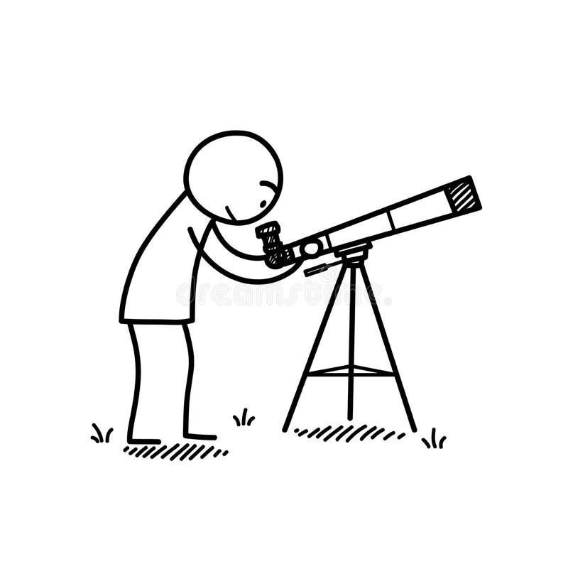 Observing the Stars with a Telescope Doodle Stock Vector - Illustration ...