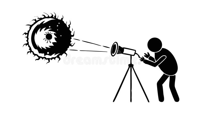 Observing Sun with Telescope, Astronomical Research, Vector Design ...