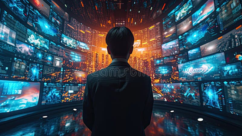 Observing the World Order from Screens. Stock Illustration ...