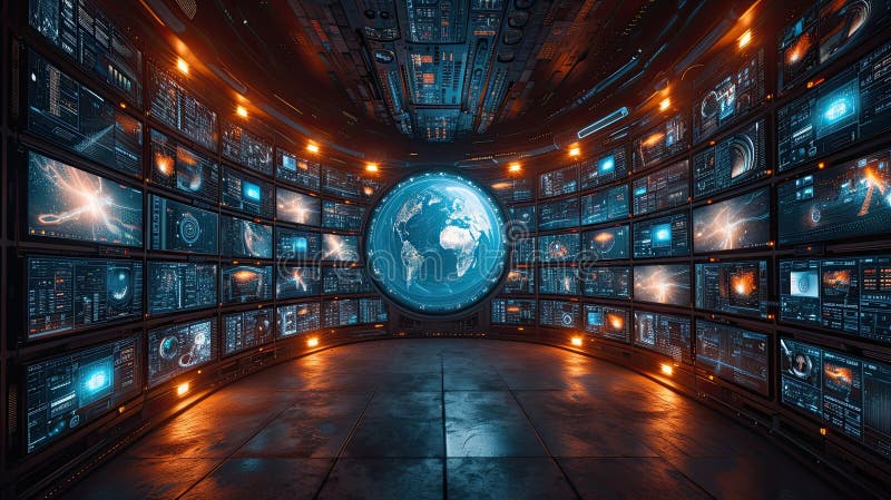 Observing the World Order from Screens. Stock Illustration ...