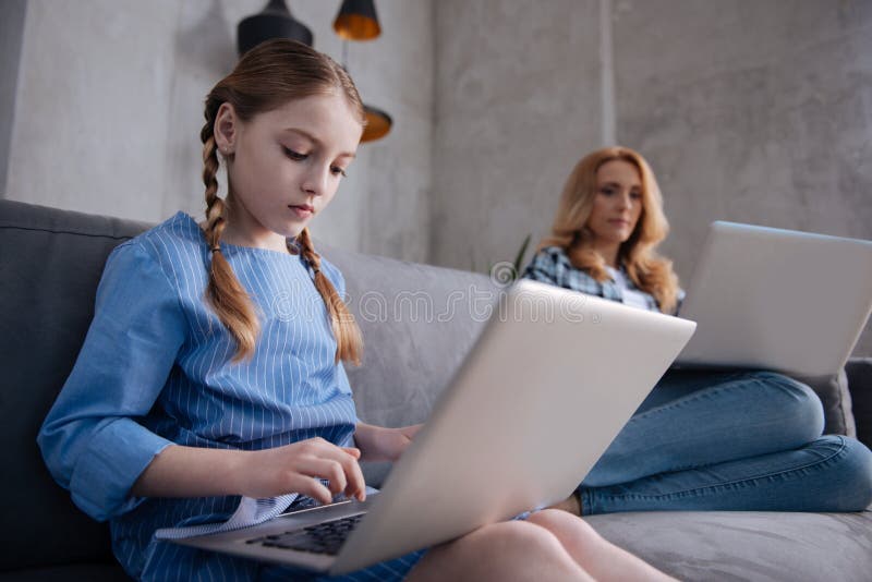 Obsessed Child Playing Computer Games at Home Stock Photo - Image of ...