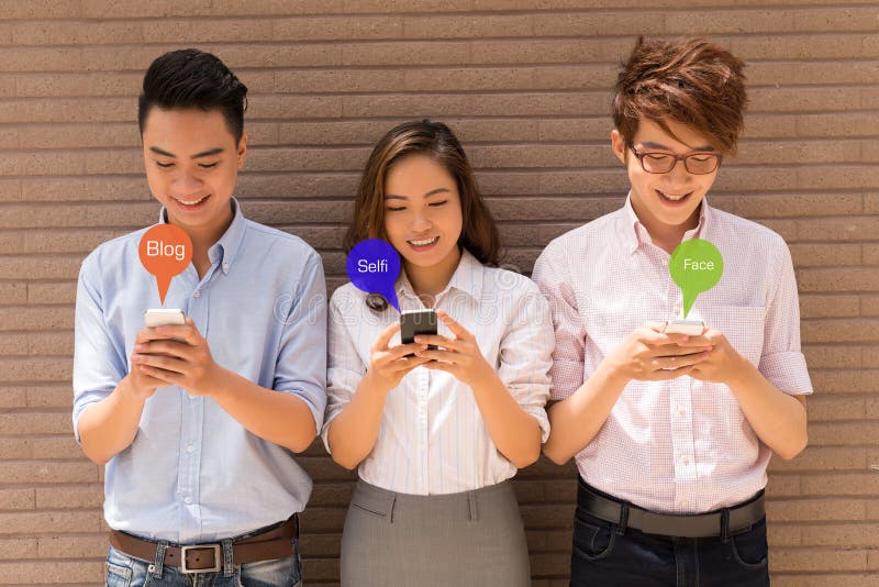 Obsessed with smartphones stock image. Image of asian - 43071963