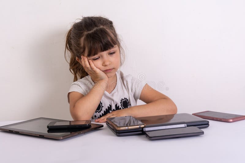 Obsession and Addiction. Children Technology Overuse Stock Image ...