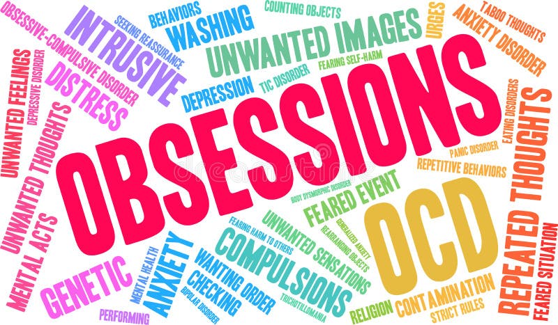 Obsessions Word Cloud stock vector. Illustration of distress - 158979593