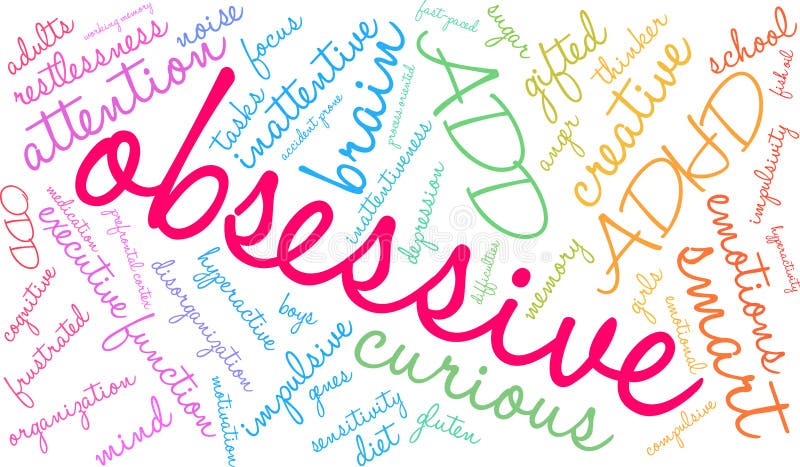 Obsessive Word Cloud stock illustration. Illustration of emotional ...