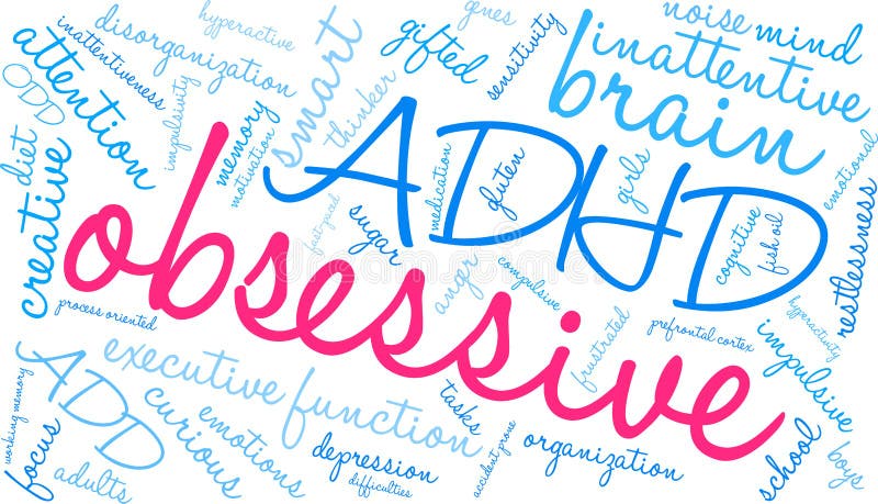 Obsessive Word Cloud stock vector. Illustration of adhd - 103138313