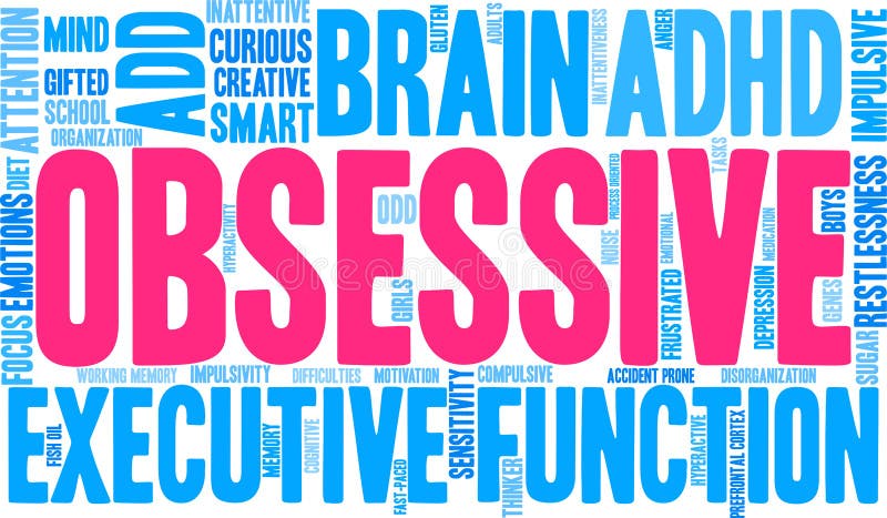 Obsessive Word Cloud stock illustration. Illustration of focusing ...