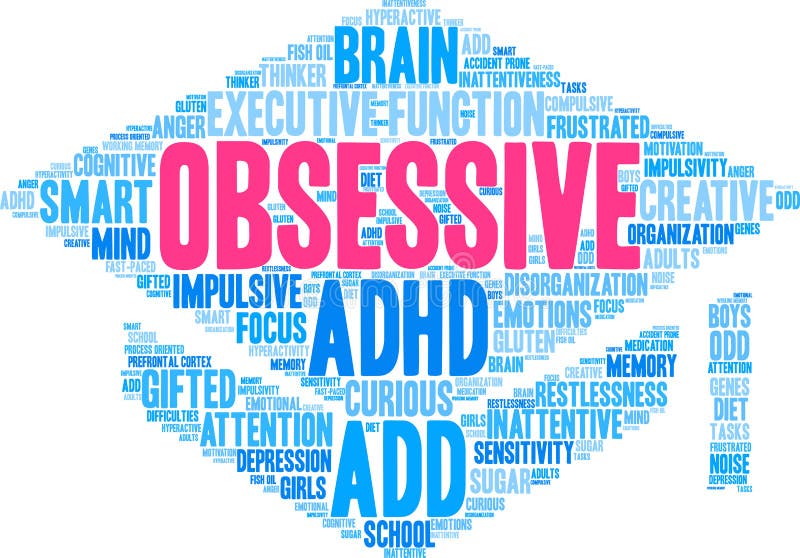 Obsessive Word Cloud stock vector. Illustration of difficulties - 103136511